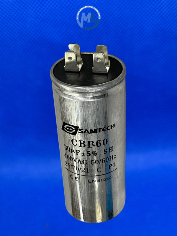 CAPACITOR PARTIDA DE MOTOR 30UF/400V FASTON 5% CBB60 40X97MM METALICO ...